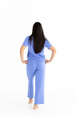 Women's Luxe Modal Lounge Set – V-Neck Tee & Wide-Leg Pants Periwinkle